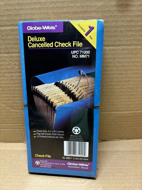 GLOBE-WEIR DELUXE CANCELLED Check File Accordion 12 pocket MM71 - New ...