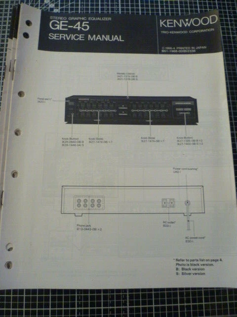 KENWOOD GE-45 GRAPHIC Equalizer Service Manual £7.81 - PicClick UK
