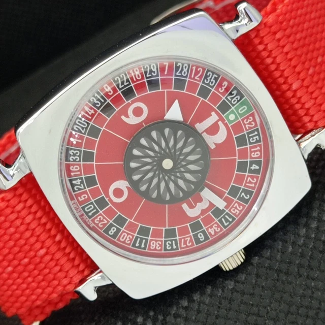 ART DECO OLD WINDING SWISS MENS POKER STYLE RED DIAL WATCH 587g-a309986 ...