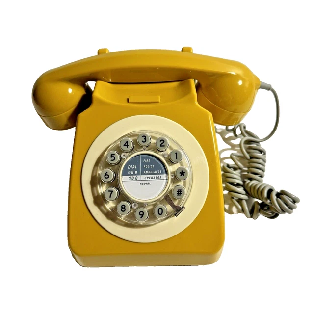 RETRO 1960S REPLICA Telephone Push Button Wild & Wolf 746 Phone Mustard ...