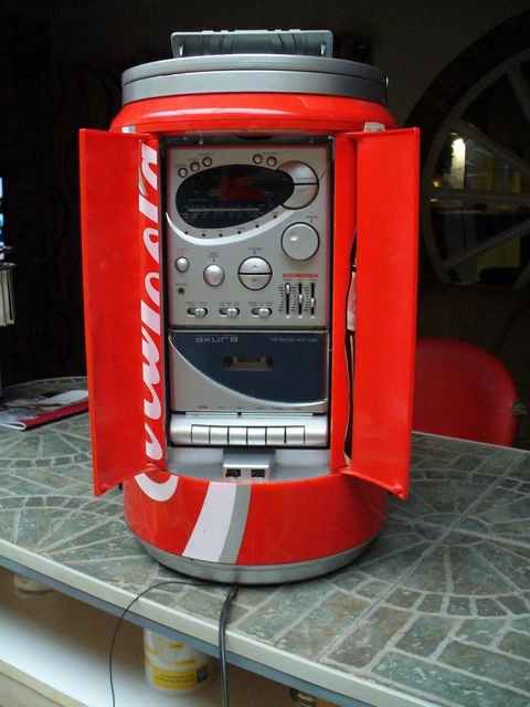 VINTAGE COCA COLA Can Music Center.Coca Cola can Hi Fi.CD / Radio /Tape ...