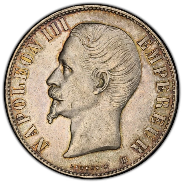 NAPOLÉON III 5 Francs Tête nue 1856 Strasbourg Superbe PCGS AU55 rare ...