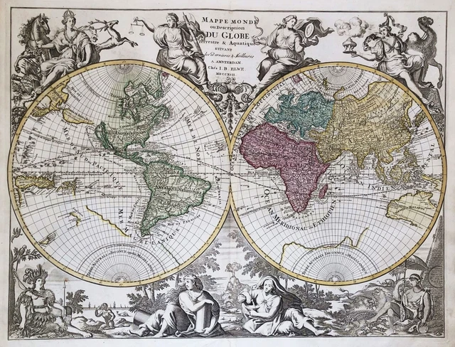 WORLD MAP WORLD Map Map Monde California Island Elwe Jaillot Engraving ...