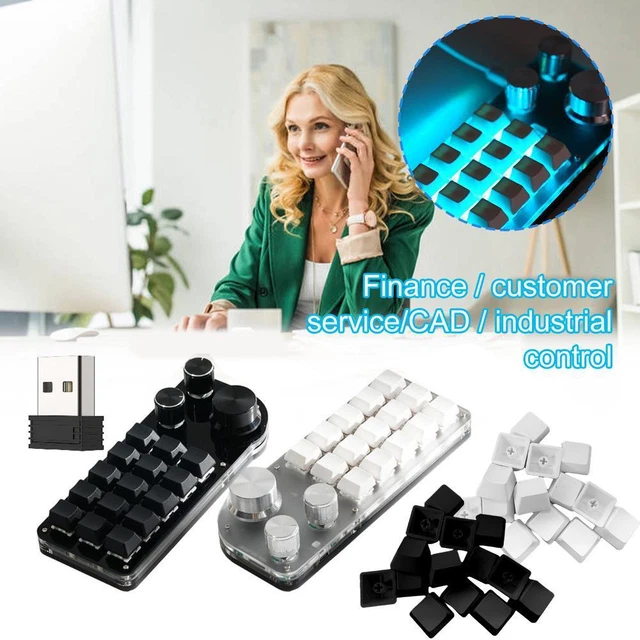 15 KEYS GAMING Keyboard, Programmable Keyboard with Mechanical 3 Knobs ...