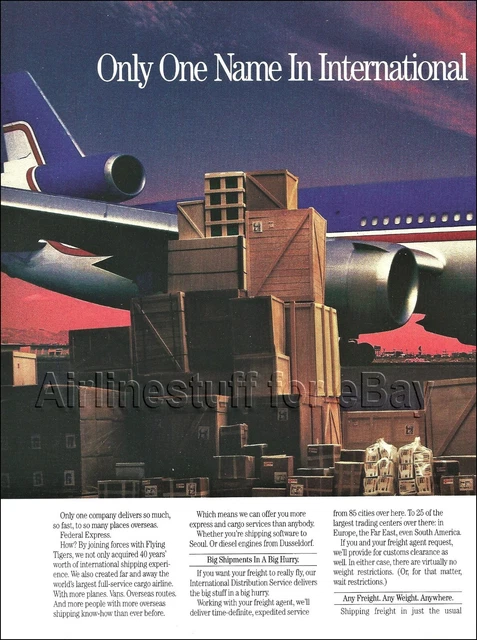 1990 FEDERAL EXPRESS McDonnell Douglas DC-10 Freighter ad Cargo ...