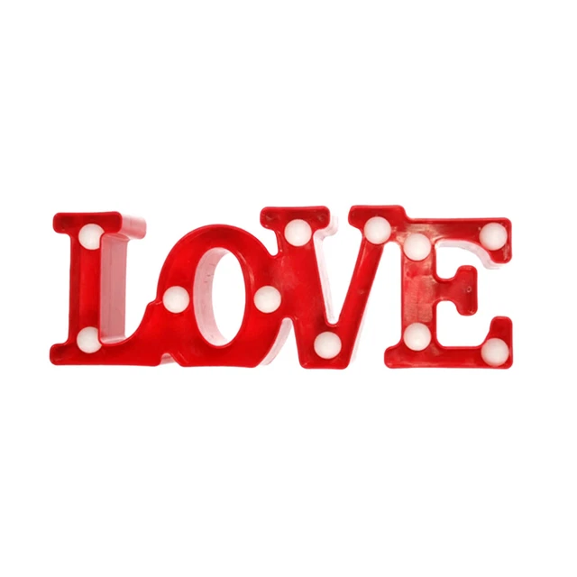 LED NEON SIGN LOVE Letter Shaped Modeling Lamp Decorative Night Light ...