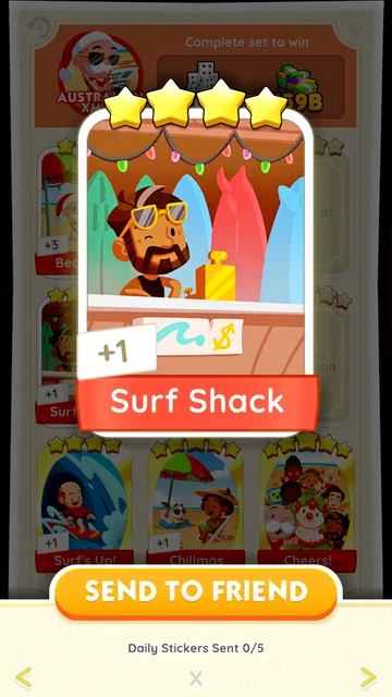 MONOPOLY GO ! - SURF SHOCK / CABANE DE SURFERS - SET 12 - 4 STARS ...