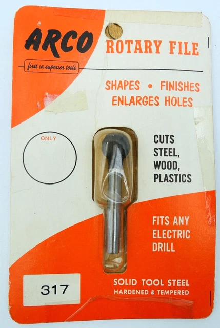RARE VINTAGE ARCO Rotary File No.317 Shapes, Finishes, Enlarges Holes ...