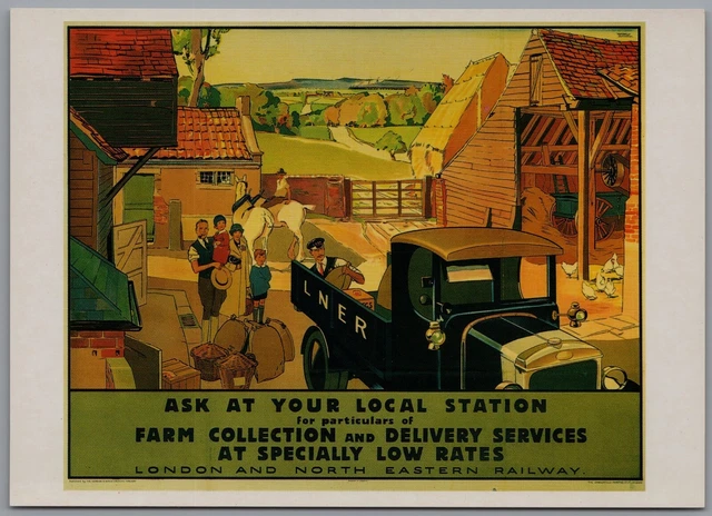 FARM COLLECTION & Delivery Services LNER Railway Advert Poster Postcard ...