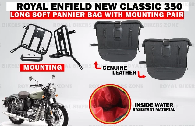 ROYAL ENFIELD &SACOCHE longue et souple noire et paire de montage" New ...