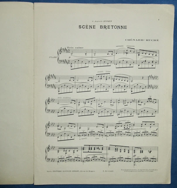 BRETAGNE PIANO CHANT Partition Chénard-Huché Scène Bretonne 1933 ...