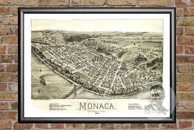 OLD MAP OF Monaca, PA from 1900 - Vintage Pennsylvania Art, Historic ...
