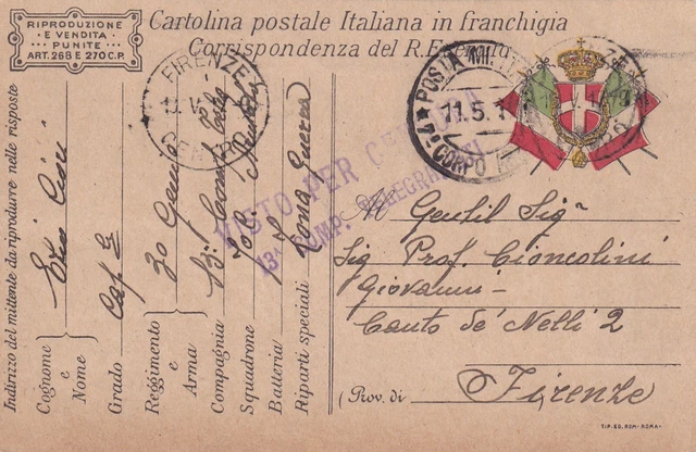 16041-PRIMA GUERRA MONDIALE, Posta Militare 7°Corpo Armata, Comp. Telegraf.,1917 EUR 5,00 ...