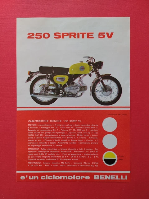 BENELLI 250 SPRITE 5V originale BROCHURE DEPLIANT moto epoca EUR 10,00 ...