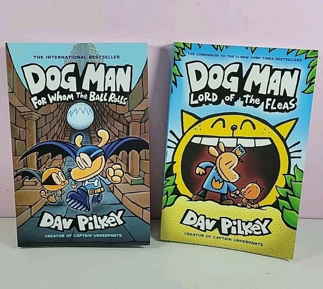 DOG MAN BOOKS X 2 Dav Pilkey Lord Of The Fleas & Pour qui la balle ...