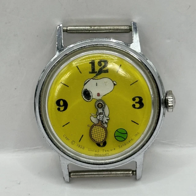 VINTAGE TIMEX SNOOPY Tennis Yellow Watch Face Runs But Not Fully Tested ...