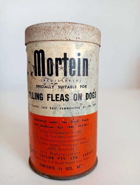 VINTAGE MORTEIN INSECT Powder Tin Killing Fleas On Dogs $50.00 ...