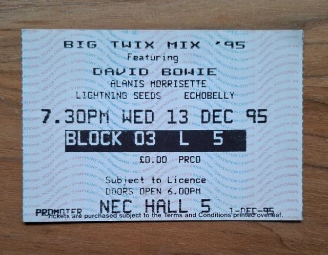 DAVID BOWIE (1995) Vintage Concert Ticket at the NEC. £10.78 - PicClick UK