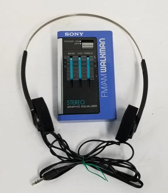 VINTAGE SONY WALKMAN FM/AM Radio SRF-35W Blue w/Equalizer & Original ...