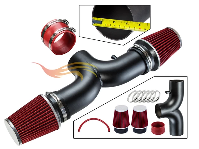 RW RED DUAL Twin Ram Air Intake Kit+ Filter For 2001-2004 Corvette C5 5 ...