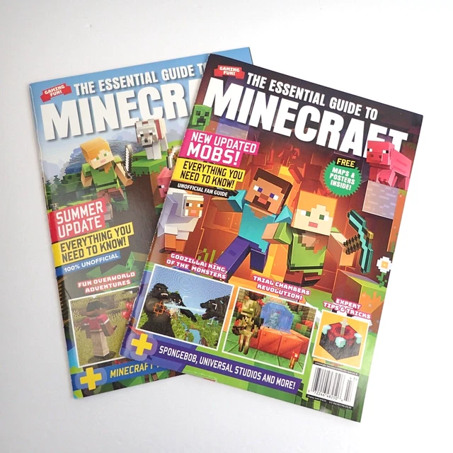 THE ESSENTIAL GUIDE To Minecraft Magazine, Free Maps Posters LOT OF 2 ...