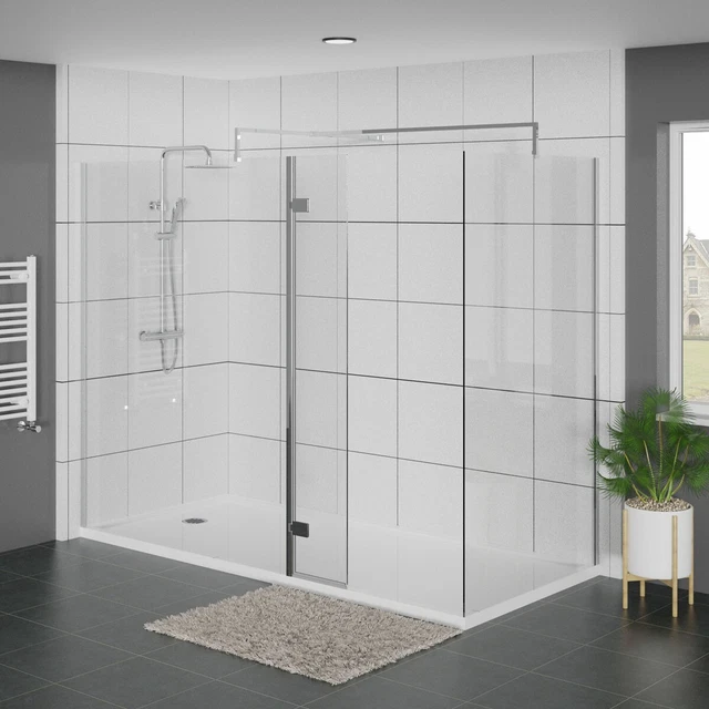 WALK IN WET Room Shower Enclosure Cubicle 8mm Safety Glass Screen Panel ...