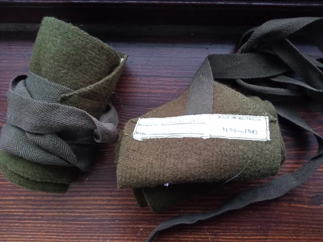WW2 AUSTRALIAN WOOL Puttees 1942 Uniform Field Personal Gear Army £10. ...