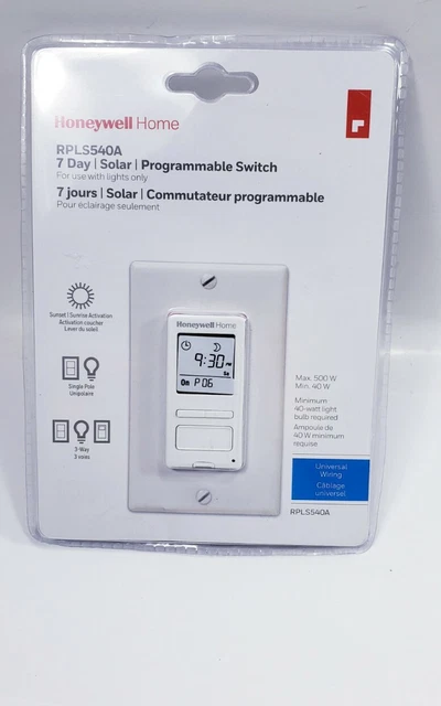 HONEYWELL RPLS540A SWITCH 7 Day Solar Programmable Light Switch Timer $29.95 - PicClick CA