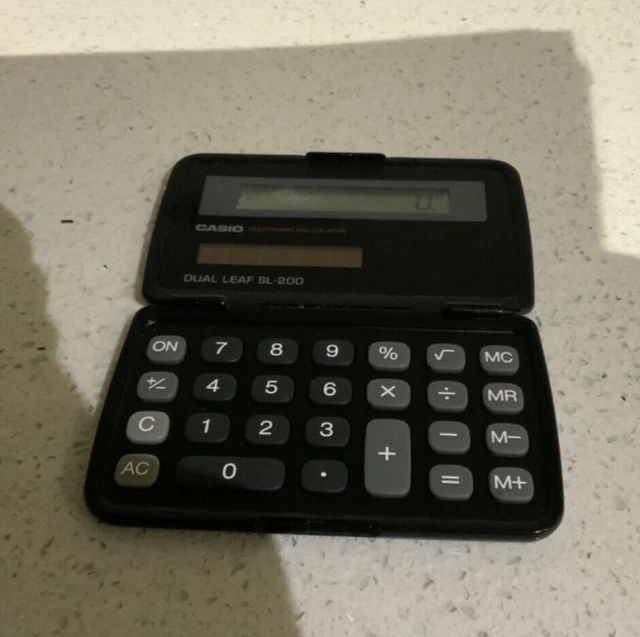 CASIO DUAL LEAF SL-200 Dual Leaf Solar Powered Calculator Flip Case ...