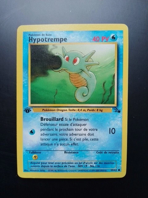 CARTE POKÉMON HYPOTREMPE 49/62 Édition 1 Fossile Wizards EUR 2,00 - PicClick FR