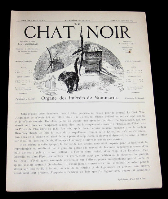 LE CHAT NOIR A. Willette 1919 Specimen 14/01/1882 Origine Livre Feu ...