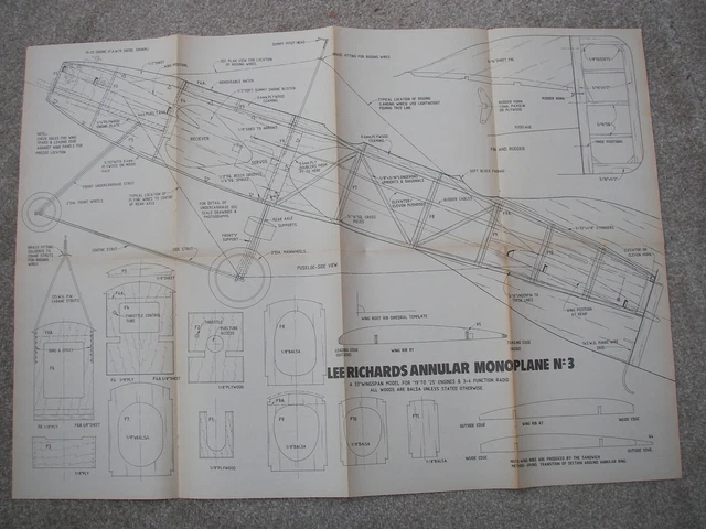 RC SCALE AIRCRAFT Plans of Lee Richards Annular Monoplane a scale model ...