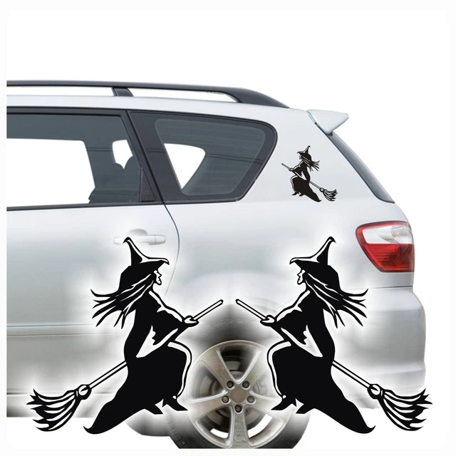 AUTOAUFKLEBER HEXEN HEXE Aufkleber Auto Sticker Gothic Kutsche 2er SET ...