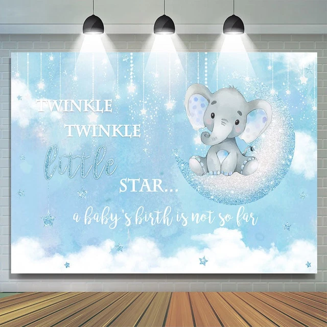 BLUE LITTLE STAR And Elephant Baby Shower Backdrop $37.90 - PicClick AU