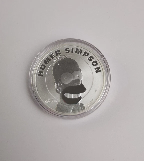 2022 HOMER SIMPSON 1 oz 9999 pièce d'argent en capsule BU vendeur ...