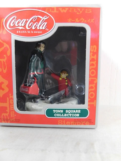 COCA COLA TOWN Square Collection Coke Mom & Son w/ Dog Figure w/ Box ...