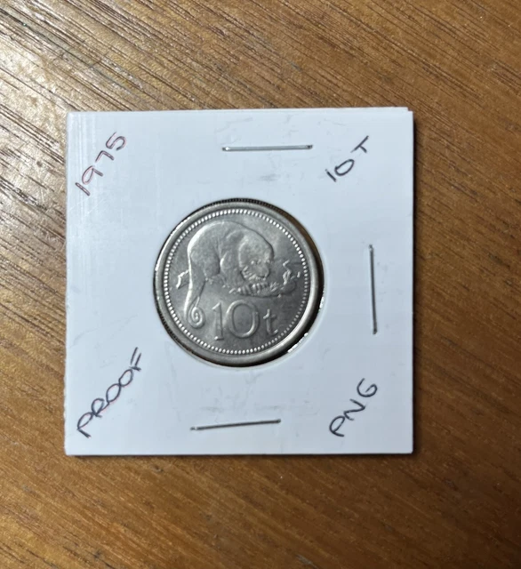 🟣1975 PAPUA NEW Guinea 10 Toea Proof Coin🟣Png Coat Of Arms Bird Of ...