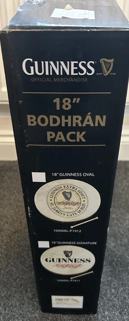 GUINNESS BEER GOATSKIN 18” Bodhran Pack - Drum Waltons RARE! & Complete ...