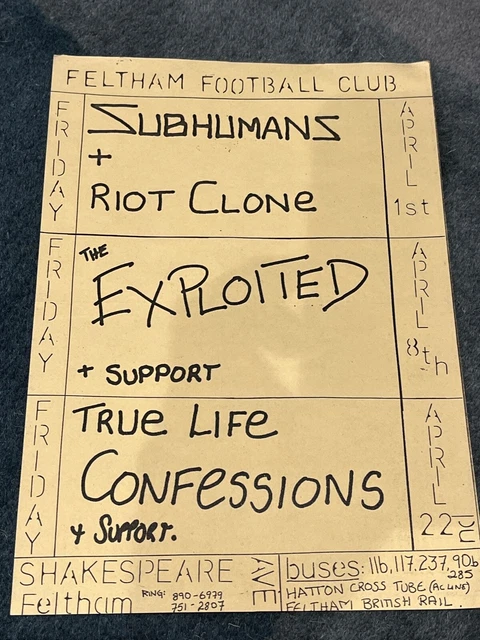 ORIGINAL PUNK FLYERS UK circa /82/83 Exploited, Subhumans £10.00 ...