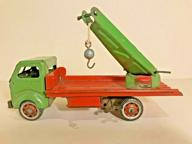 METTOY CRANE LORRY TRUCK 3196 Working Tin Toy with Key Vintage English ...