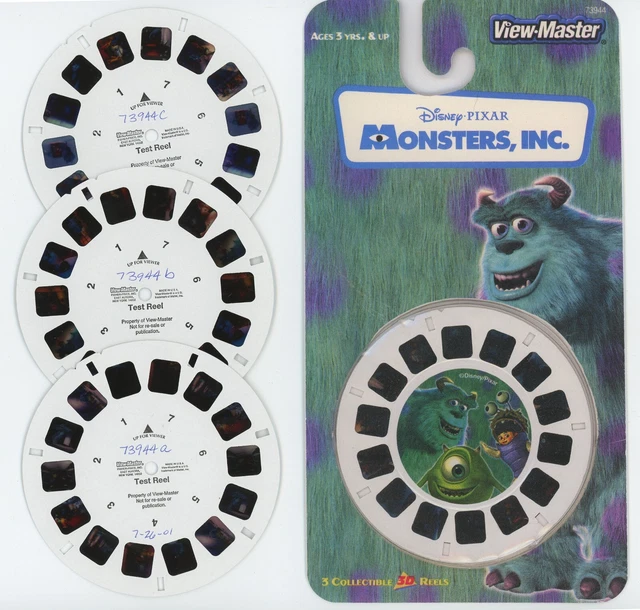 DISNEY / PIXAR Monsters Inc. View-Master 3 Factory TEST Reels + Copies ...