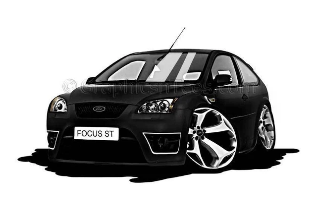 MK2 FORD FOCUS ST Black Caricature Car Cartoon A4 Print £11.99 ...