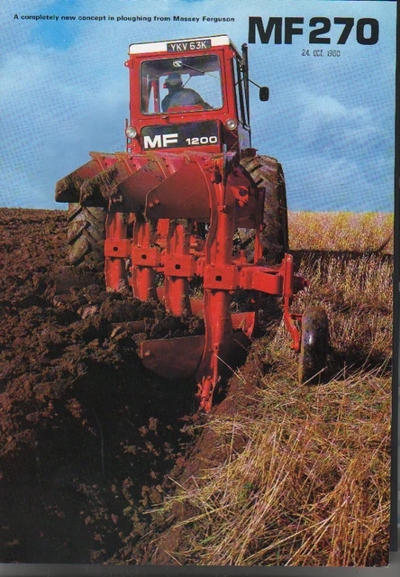 1977 MASSEY FERGUSON "MF270" Reversible Tractor Plough Brochure Leaflet £6.50 - PicClick UK