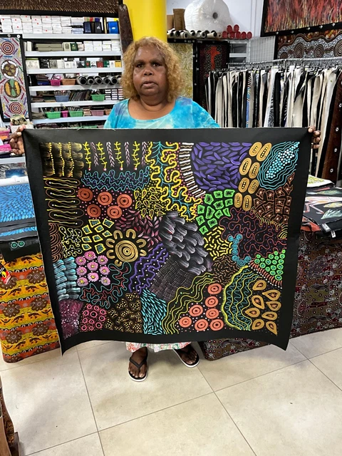 SHARON BUTCHER ABORIGINAL Artist Painting WOMEN WATE HOLE 7 SISTER etc ...