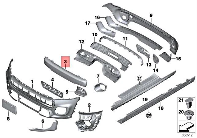 GENUINE MINI COOPER Jcw One F55 F56 F57 D S Trim Bumper Front Pdc ...