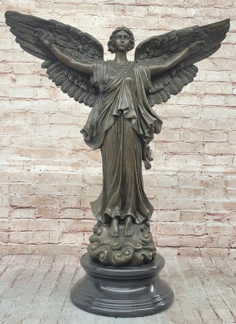 VINTAGE BRONZE SCULPTURE Angel Goddess of Victory Warrior Statue Art ...