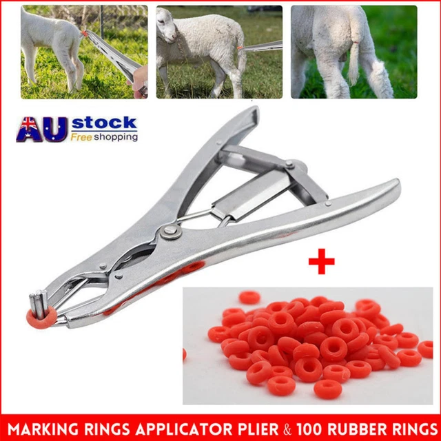 MARKING RINGS APPLICATOR PLIER 100 RUBBER Rings Castration Tail Banding ...