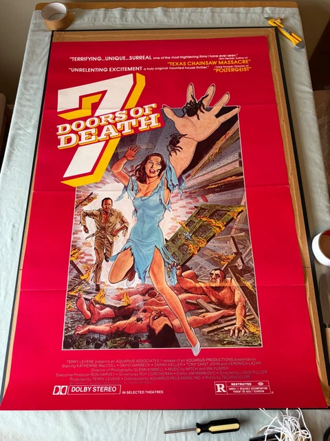 7 DOORS OF DEATH / THE BEYOND Fulci 1981 TRI-FOLDED original 27x41 ...
