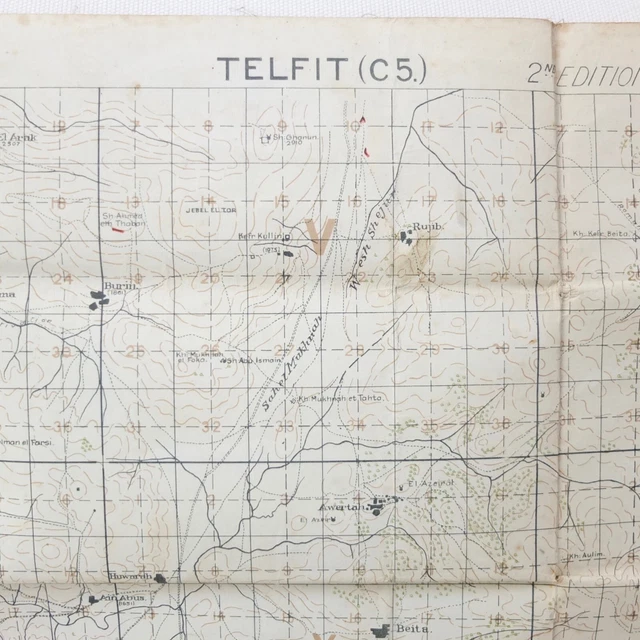WW1 1918 SECRET Palestine Artillery Grid Map Telfit Arabia British Army ...
