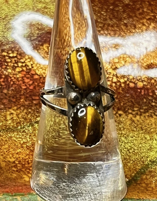 ROGER SKEET RS Navajo Tigers Eye Sterling Silver Native American Ring ...